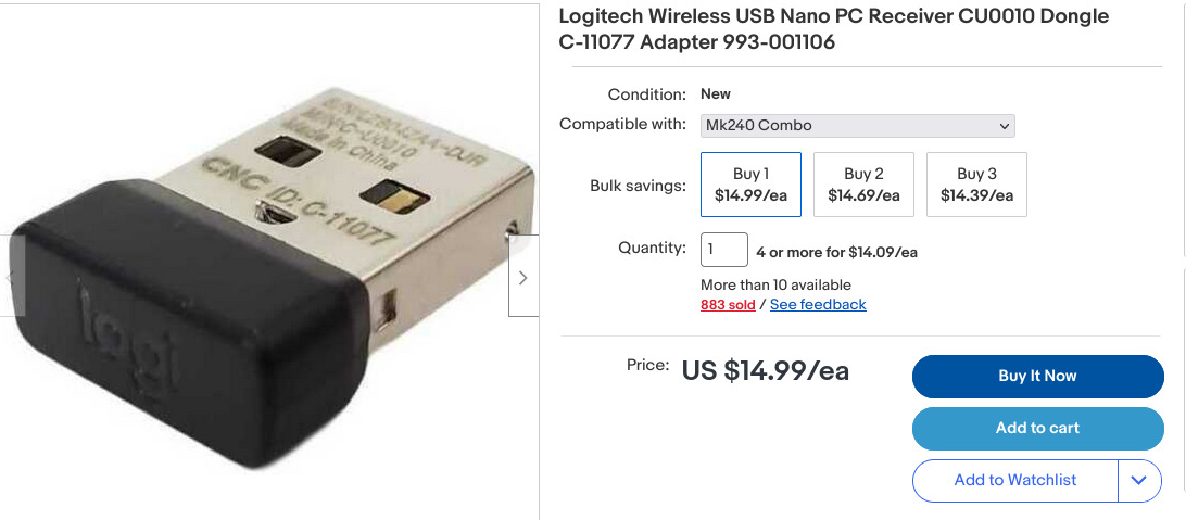 Lost USB Receiver for Logitech MK240 - OneSDR - A Wireless Technology Blog