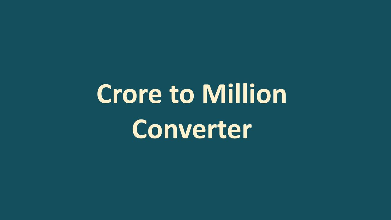 Crore to Million Conversion Calculator (with Examples) - OneSDR ...