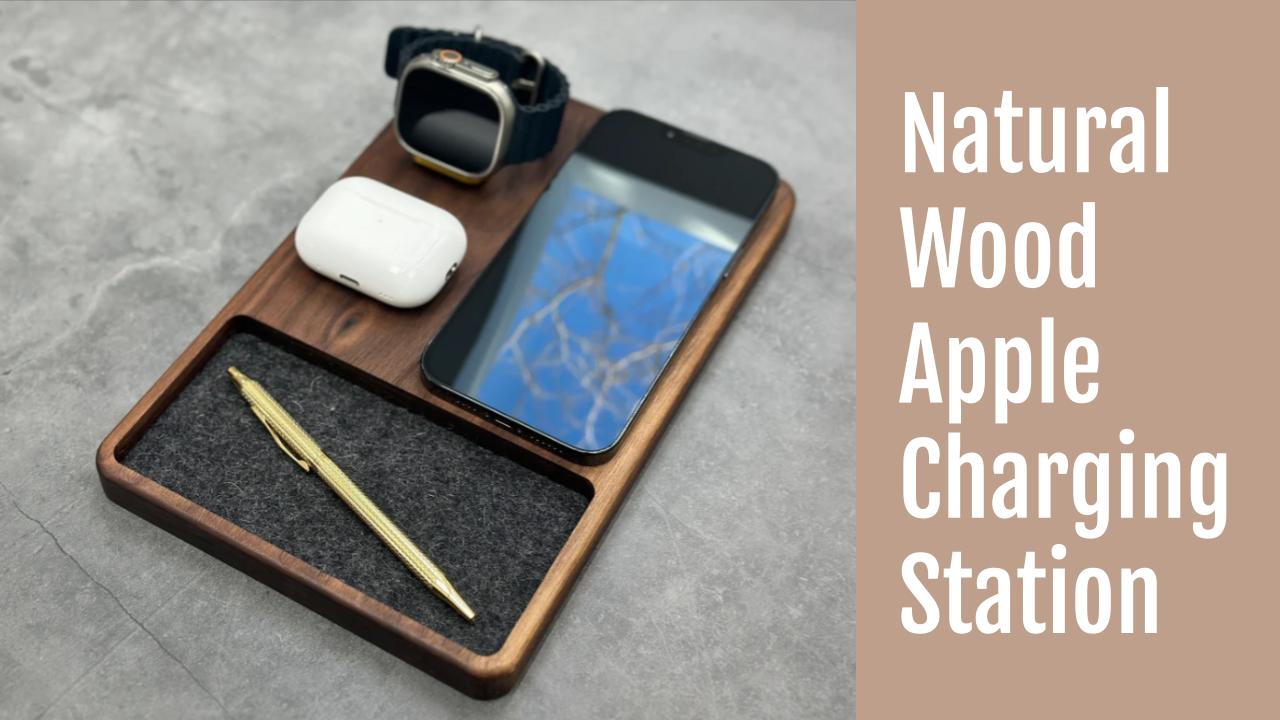 Natural Wood Apple Wireless Charging Station - OneSDR - A Technology Blog