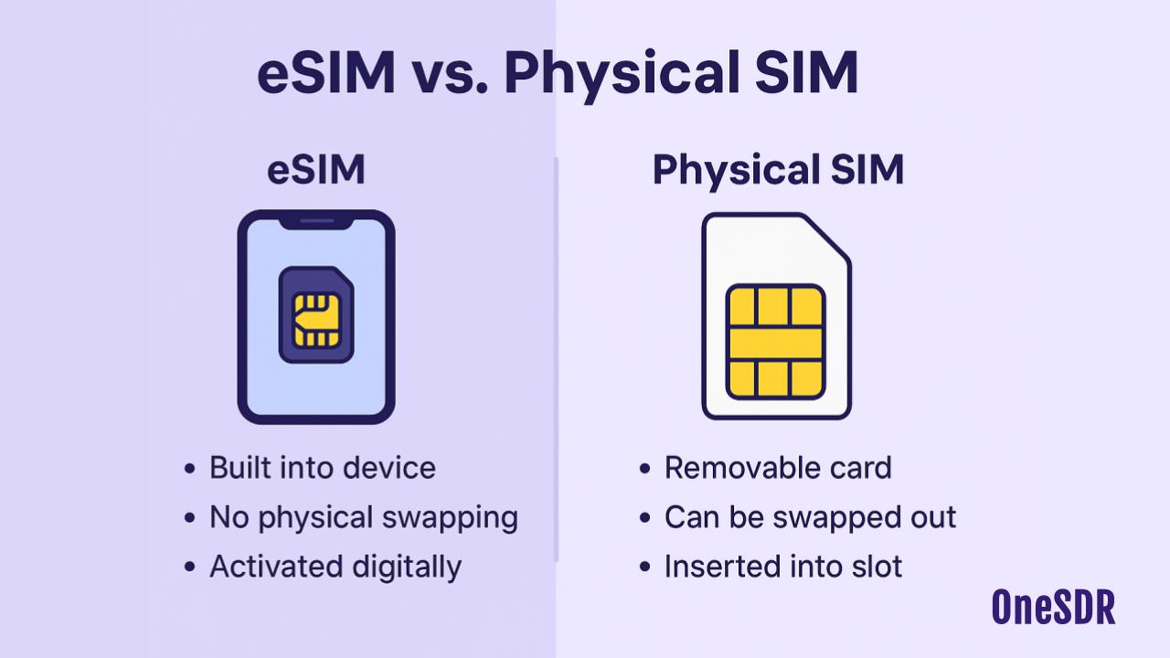 eSIM vs Physical SIM: What’s the Difference? - OneSDR - 🛜 Technology